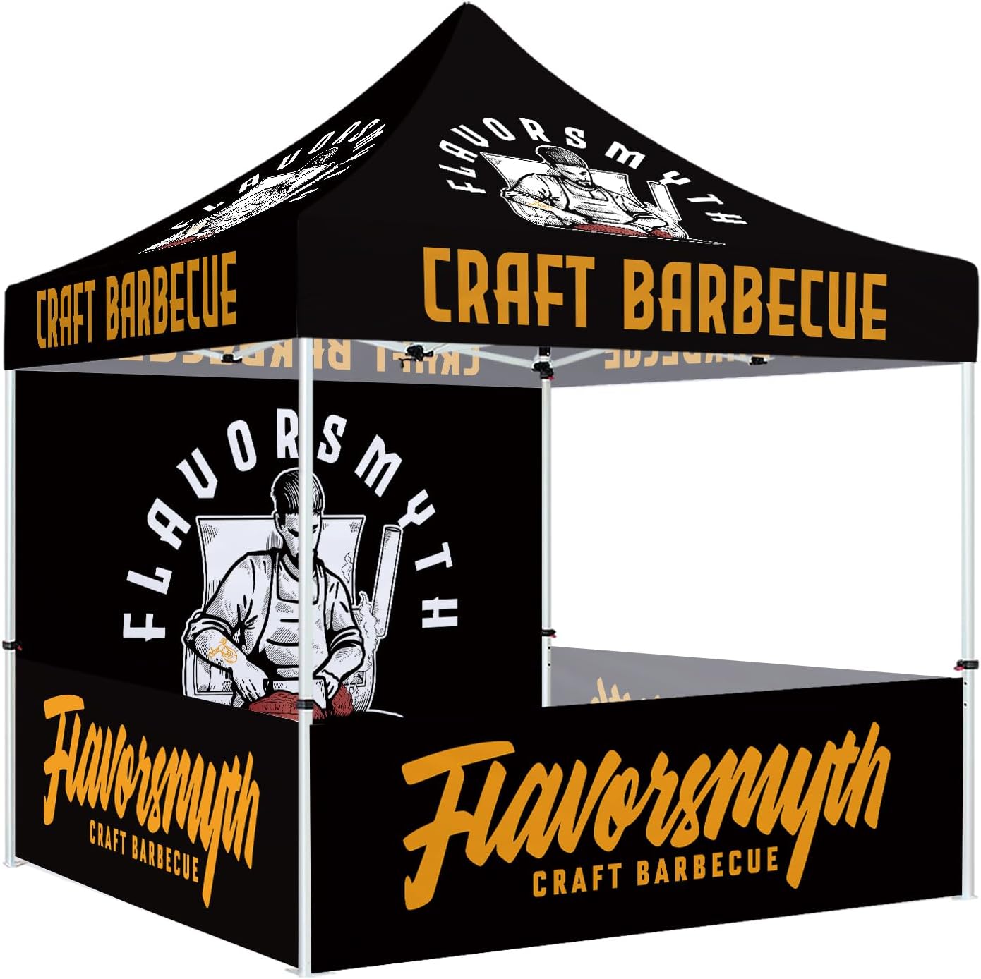 Custom Canopy Tent 10x10 with Logo（10x10 canopy + back wall + 3 half w ...