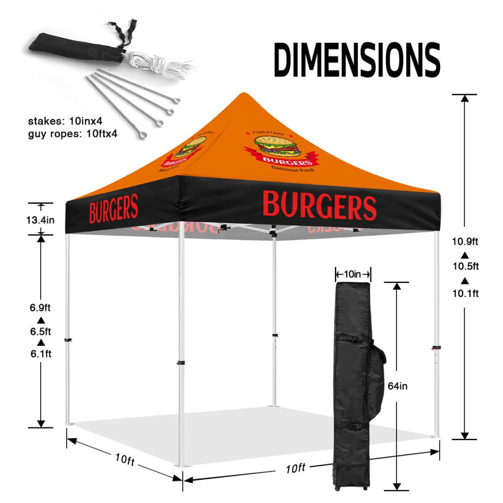 Burger Tent-10x10 Burger Pop Up Tents-ablem8canopy